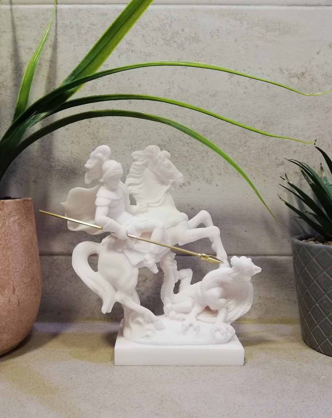 Saint George Roman Soldier Kills Dragon 17.5cm 6.89in Greek Handmade ...