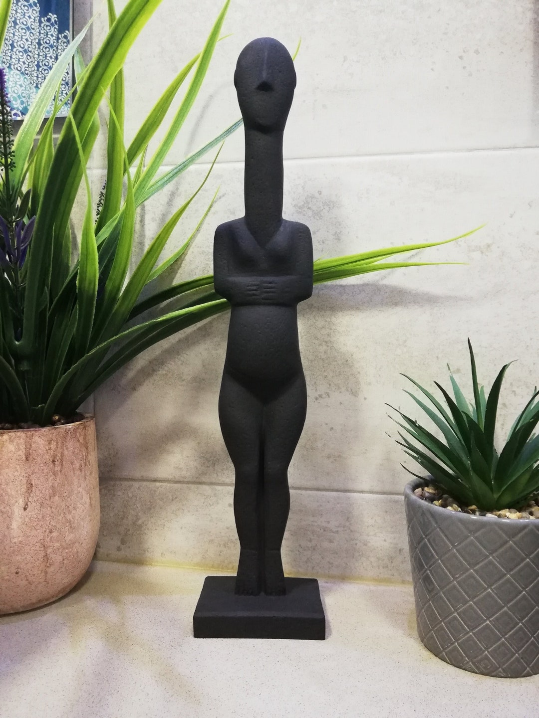 Cycladic Idol Black Minimalist Home Decor 38.3cm 15.07in Cycladicart ...