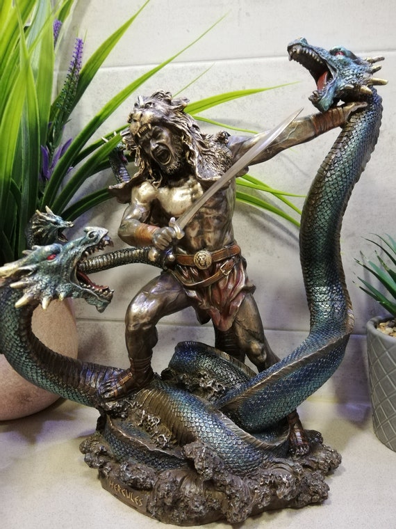 Sculpture Figurines Hercules & Lernean Lernaean Hydra on Fight 30.5cm ...