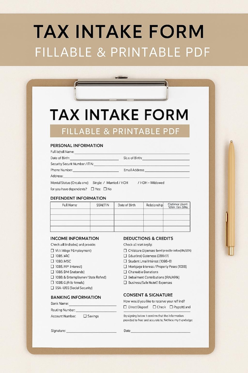 Tax Intake Forms - Etsy