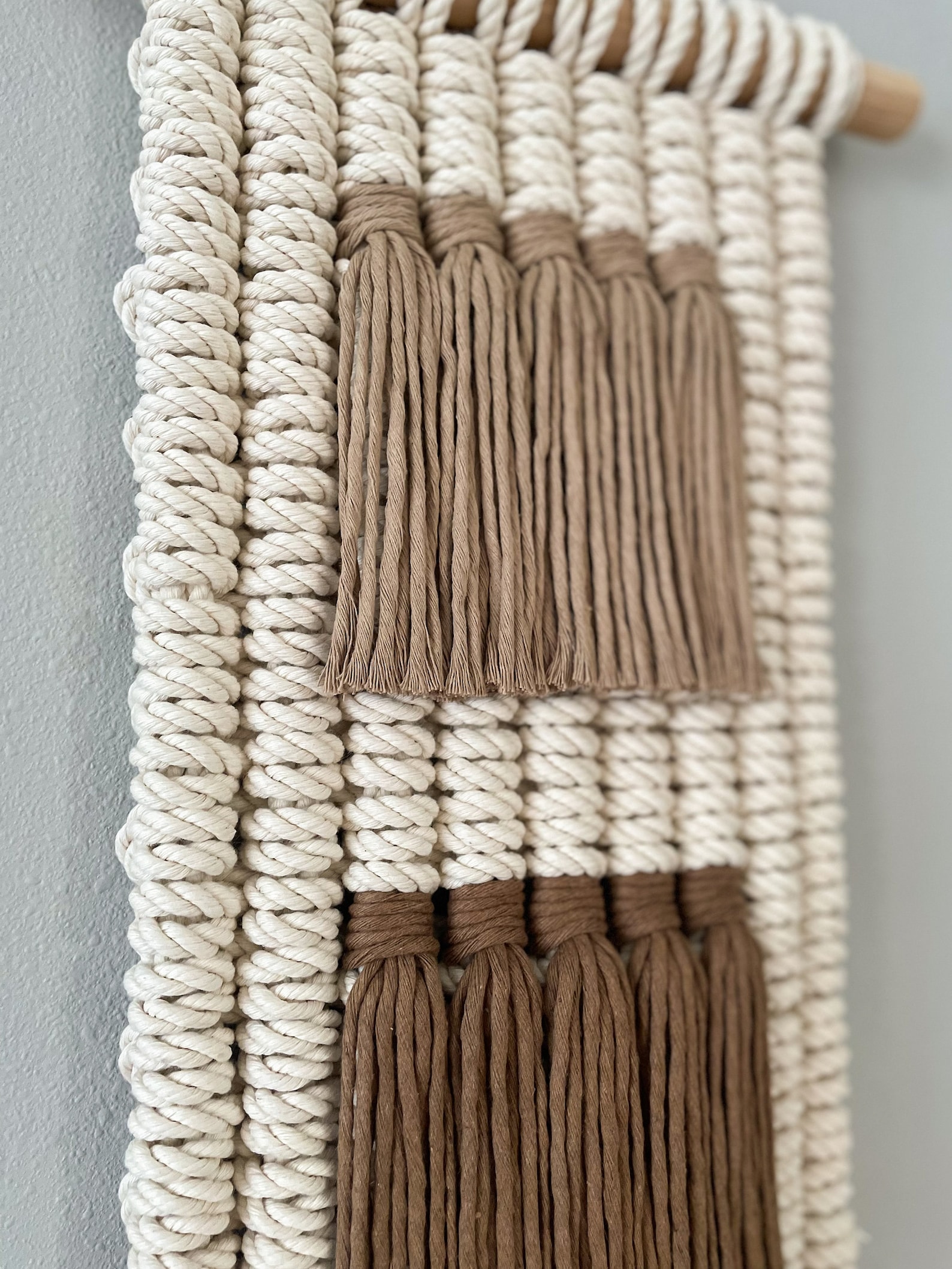 Long Macrame Wall Hanging, Vertical Fiber Art Decor, Narrow Textile ...