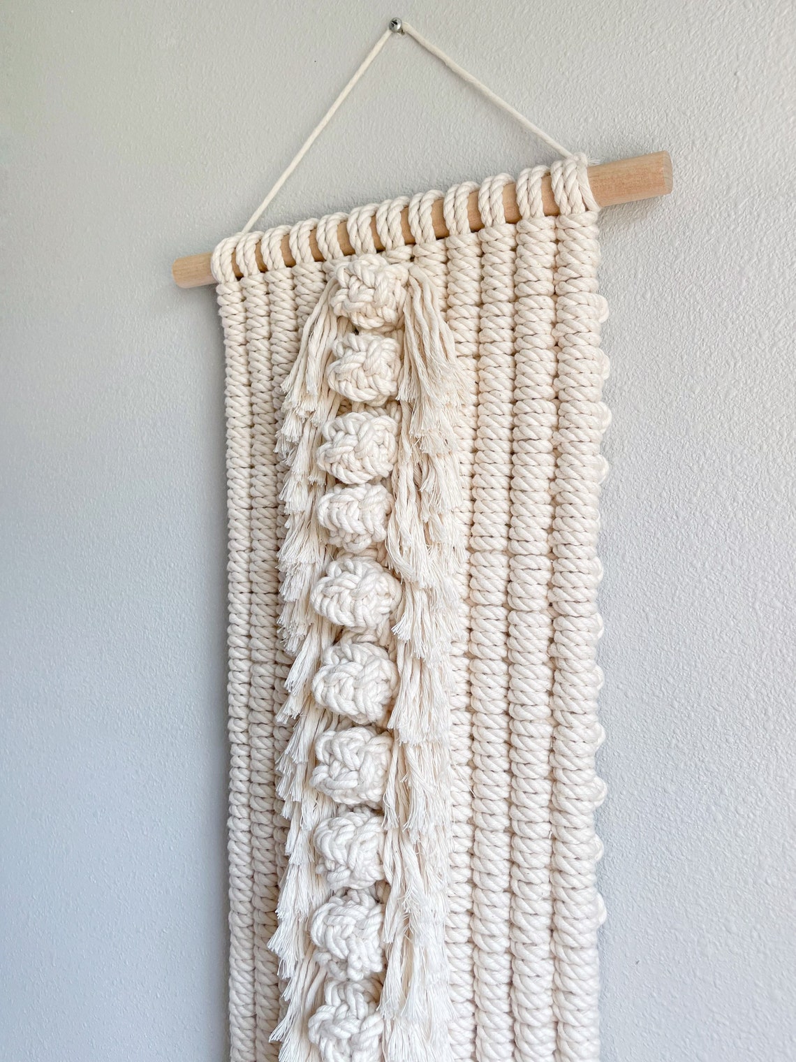Long Macrame Wall Hanging Narrow Tapestry Neutral Woven Wall - Etsy