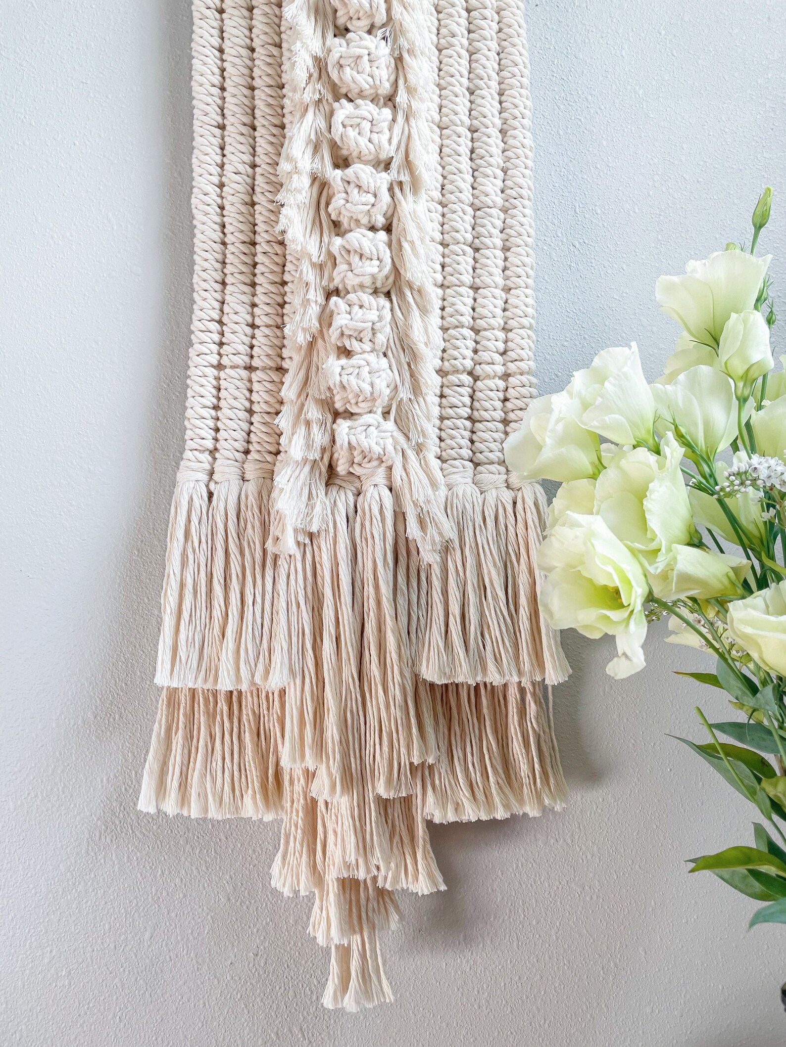 Long Macrame Wall Hanging Narrow Tapestry Neutral Woven Wall - Etsy