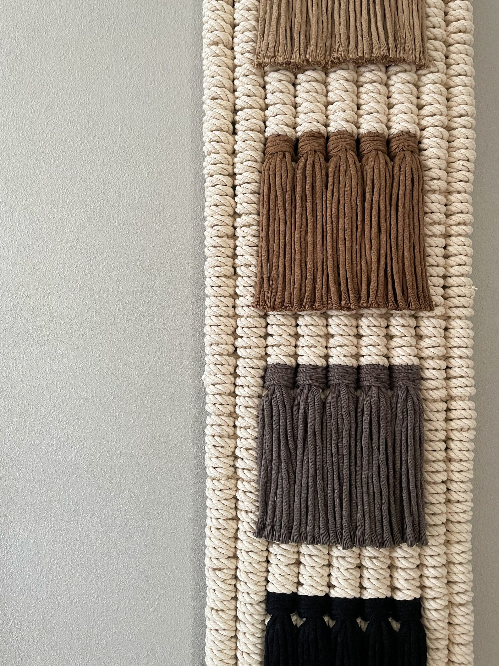 Long Macrame Wall Hanging, Vertical Fiber Art Decor, Narrow Textile ...