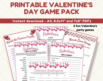 Valentine's Day Party Games Printable Instant Download - Etsy