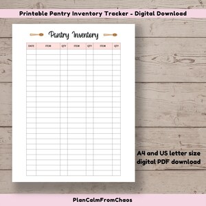 Printable Pantry Inventory Tracker DIGITAL DOWNLOAD Kitchen - Etsy