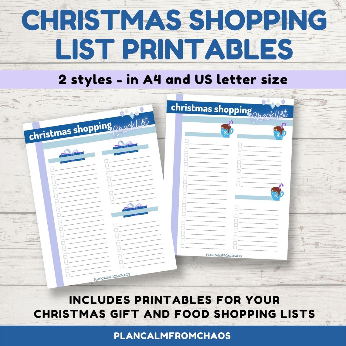 Printable Christmas Shopping Lists, DIGITAL DOWNLOAD, Printable Planner ...