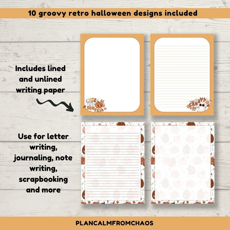 Printable Groovy Halloween Stationery, DIGITAL DOWNLOAD, Printable ...
