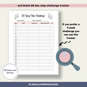 30 Day Challenge Step Tracker Printables. DIGITAL DOWNLOAD. Track Your ...