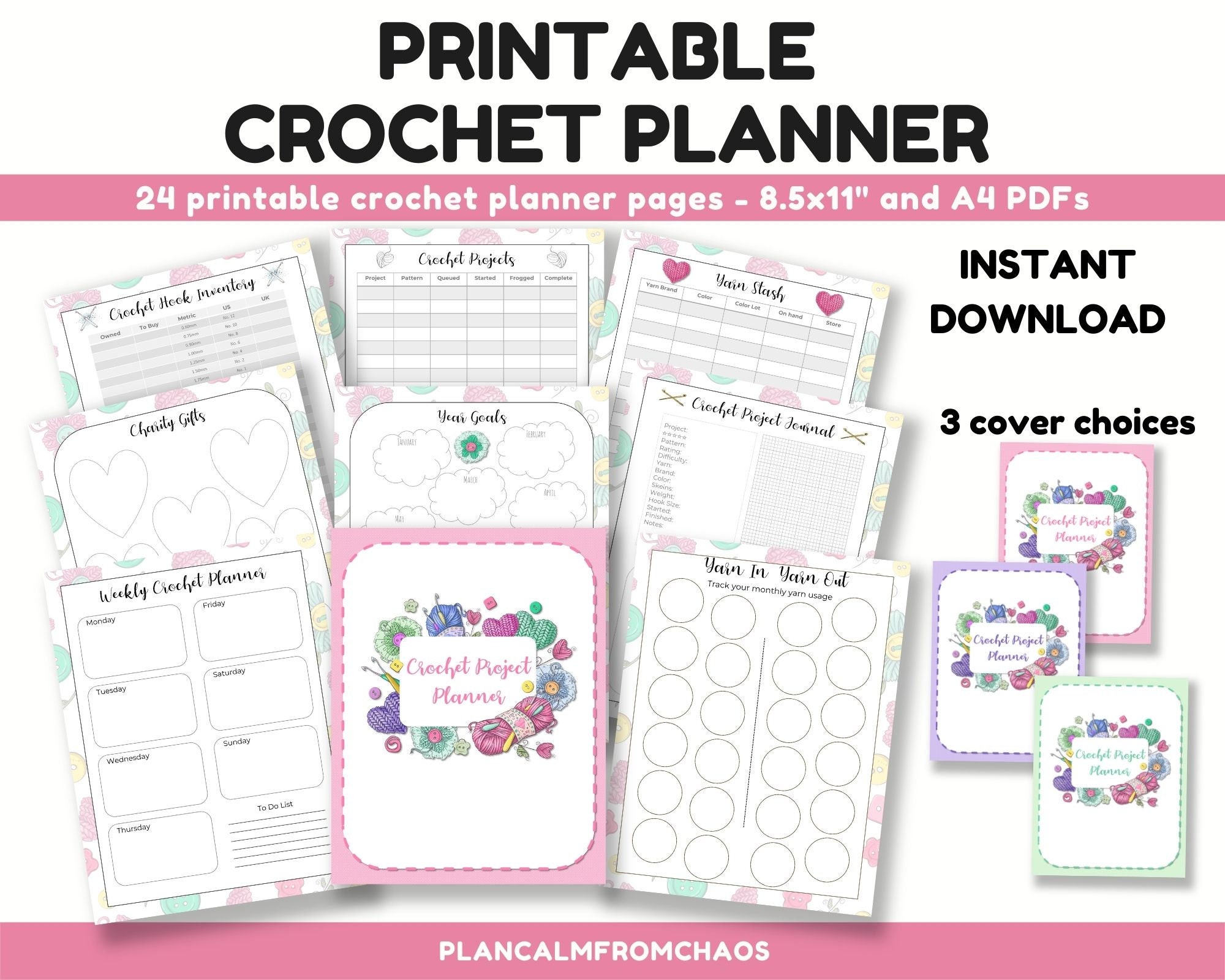 Printable Crochet Planner. DIGITAL DOWNLOAD. Use These - Etsy