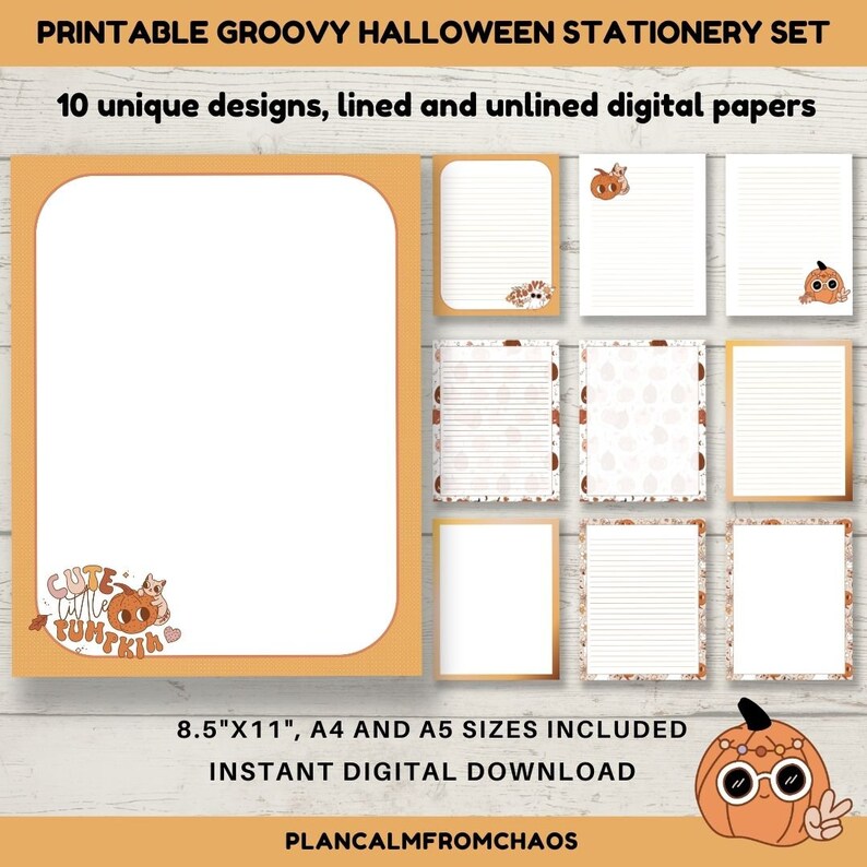 Printable Groovy Halloween Stationery, DIGITAL DOWNLOAD, Printable ...