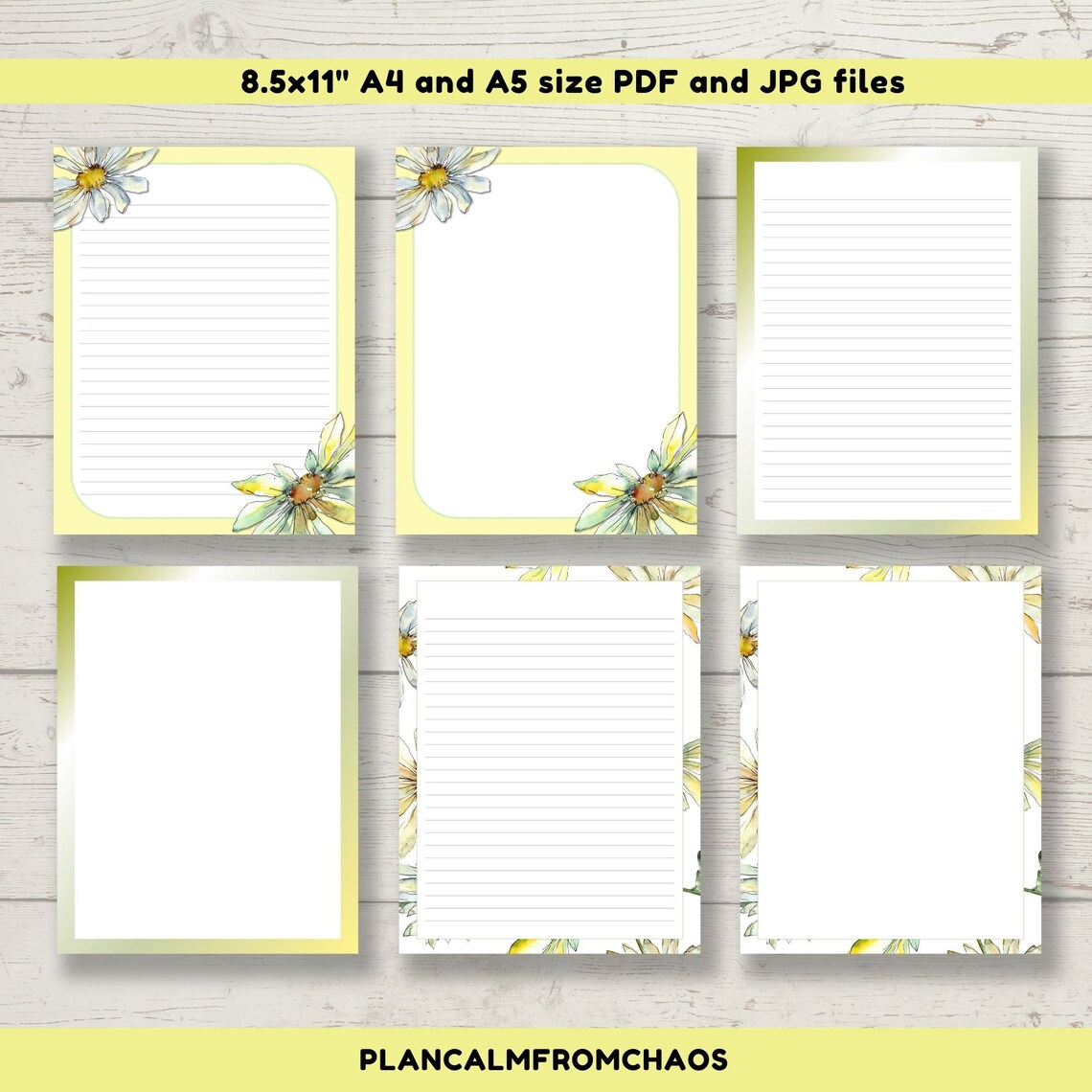Daisy Printable Stationery, DIGITAL DOWNLOAD, Printable Writing Paper ...