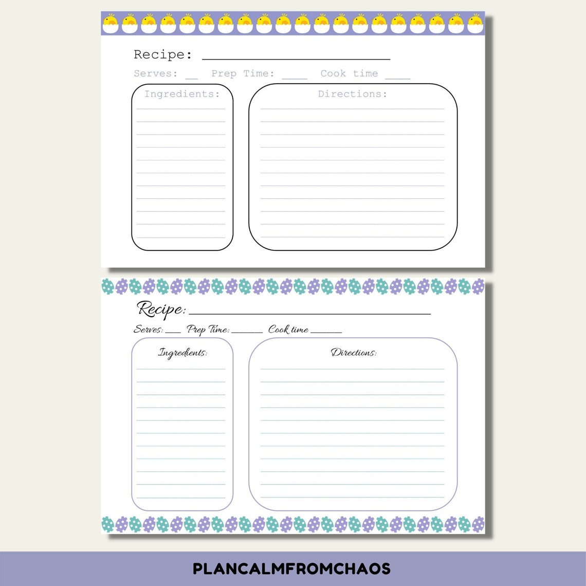 Printable Easter Recipe Cards DIGITAL DOWNLOAD | Etsy