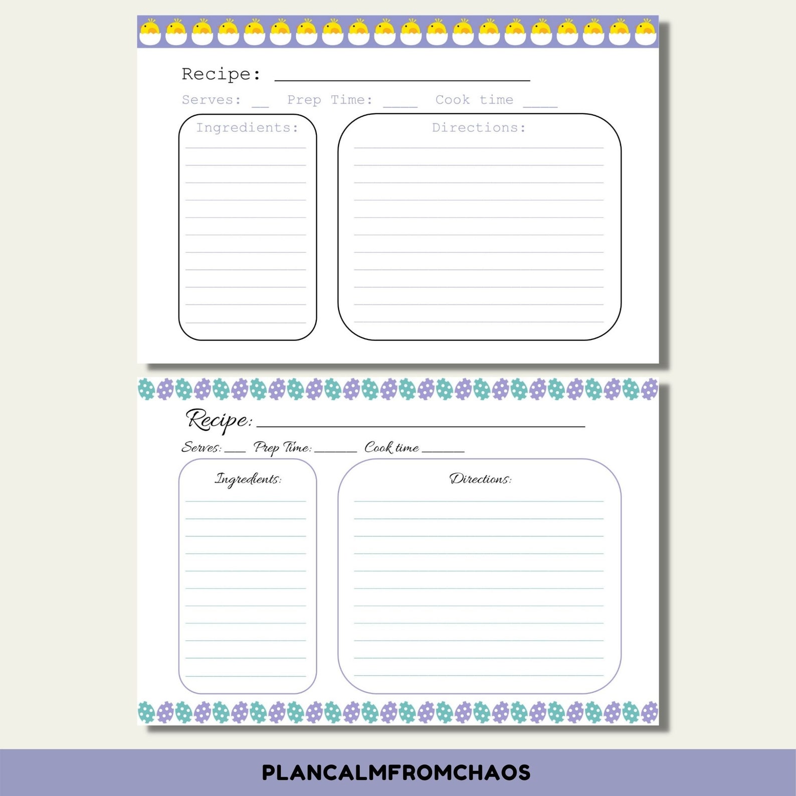 Printable Easter Recipe Cards DIGITAL DOWNLOAD | Etsy