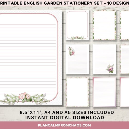 Printable Floral Stationery Set DIGITAL DOWNLOAD Printable - Etsy