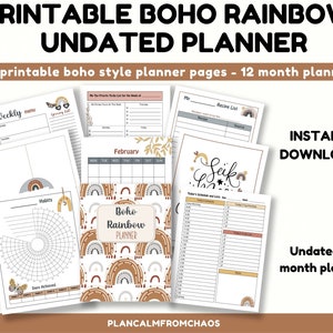 Printable Rainbow Boho Undated Planner DIGITAL DOWNLOAD 42 - Etsy