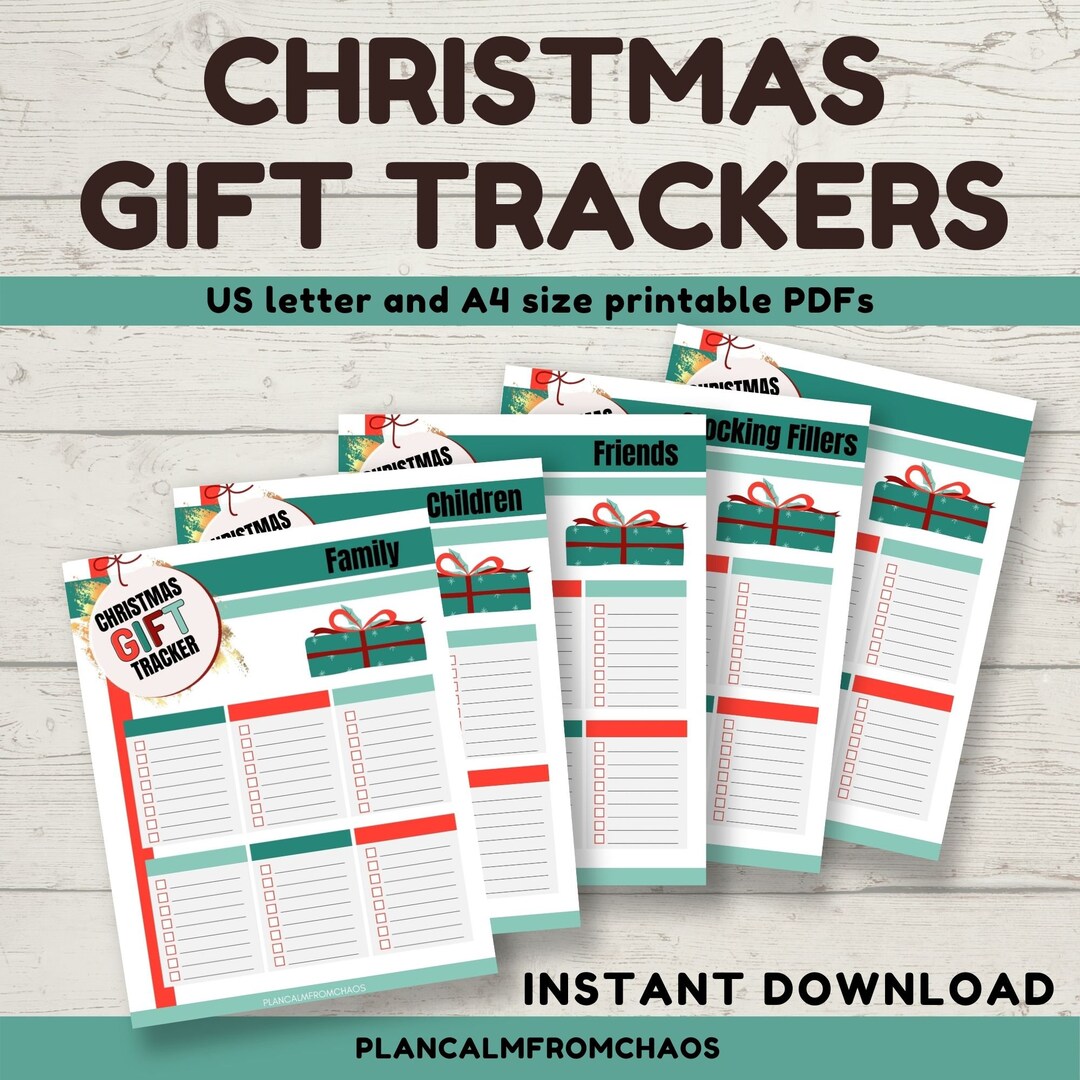 Printable Christmas Gift Tracker, DIGITAL DOWNLOAD, Printable Planner ...