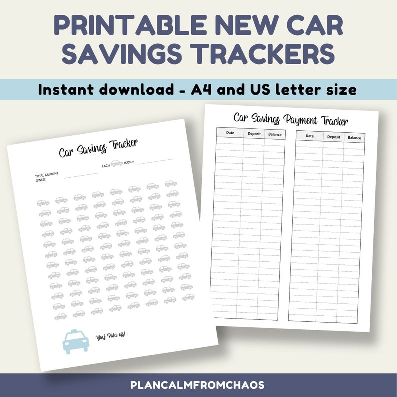 Printable New Car Savings Trackers. DIGITAL DOWNLOAD. Car Fund - Etsy