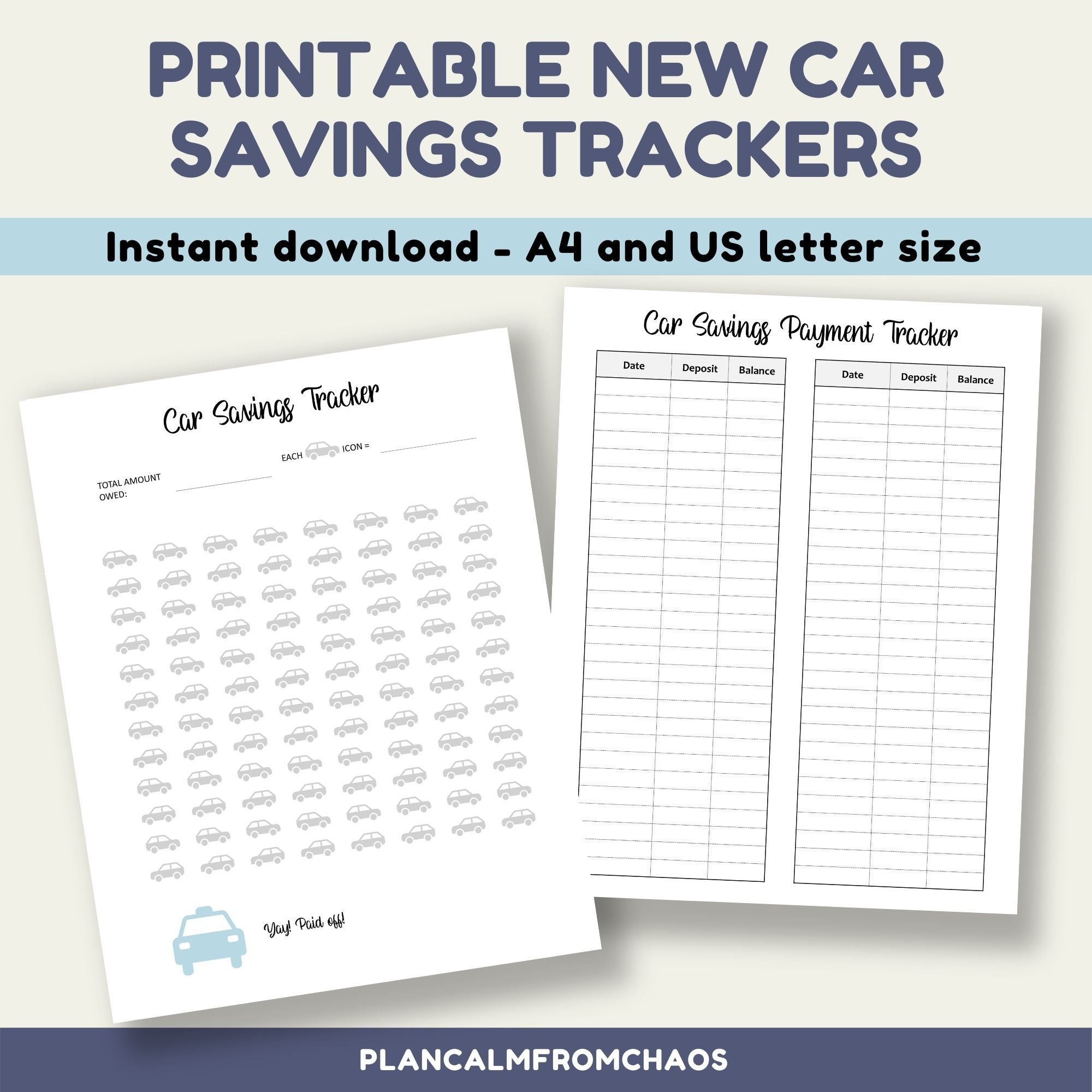 Printable New Car Savings Trackers. DIGITAL DOWNLOAD. Car fund | Etsy