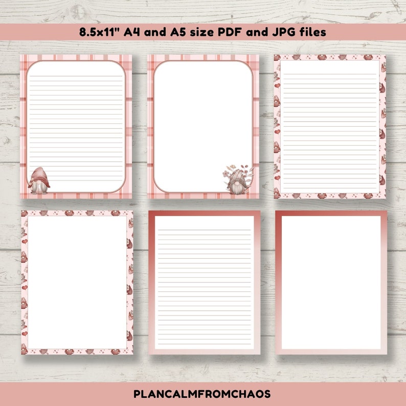 Printable Valentine Gnome Stationery Set, DIGITAL DOWNLOAD, Printable ...