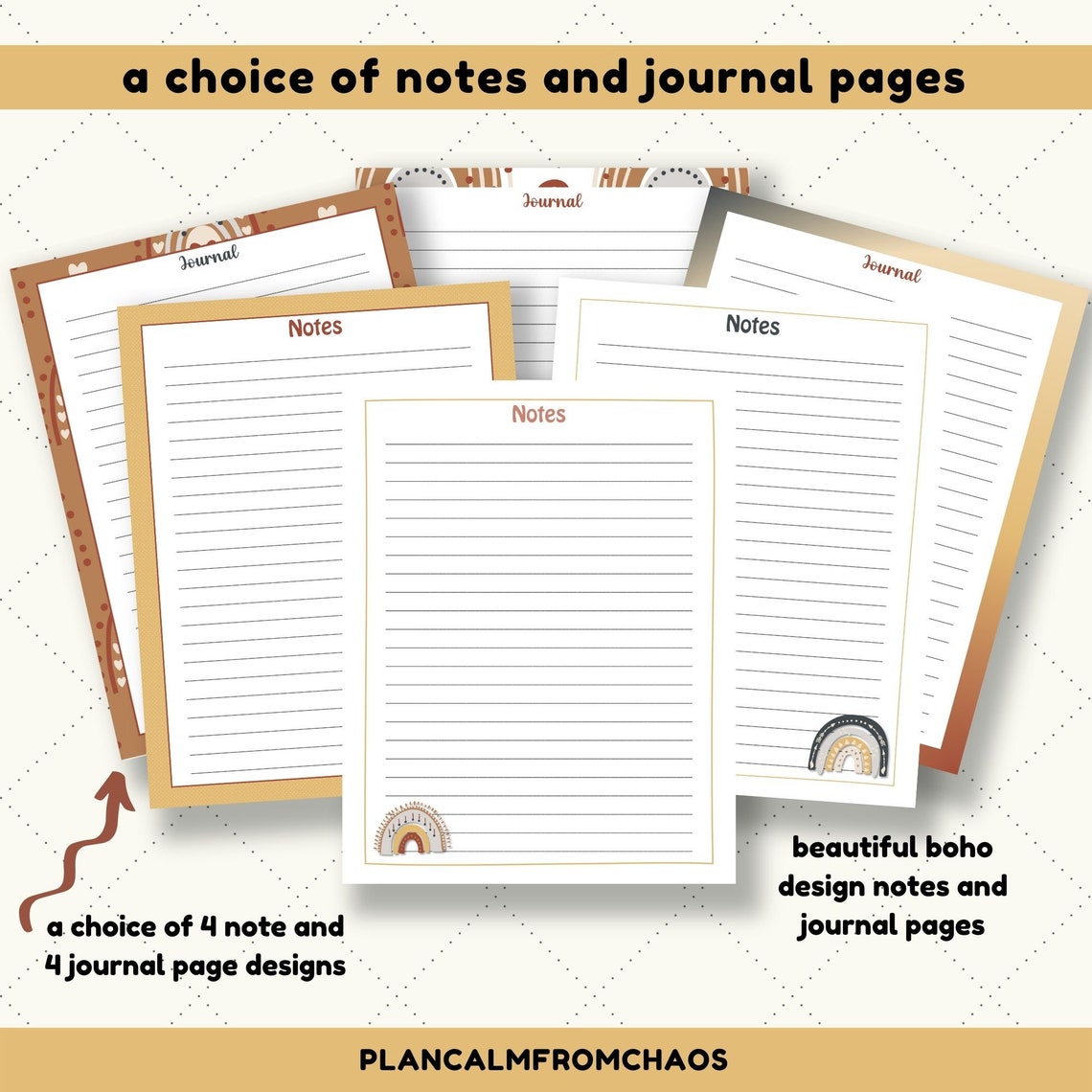 Printable Rainbow Boho Undated Planner DIGITAL DOWNLOAD 42 - Etsy