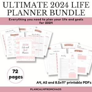 Printable 2024 Life Planner Bundle, DIGITAL DOWNLOAD, 73 Page Life and ...