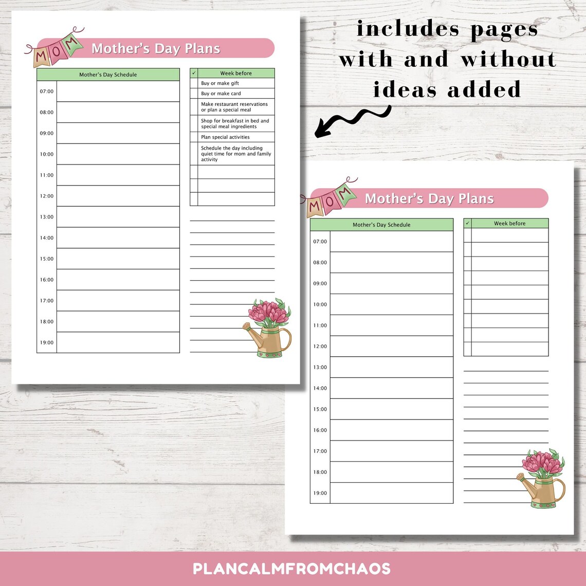 Printable Mother's Day Planner Page. DIGITAL DOWNLOAD Plan - Etsy UK