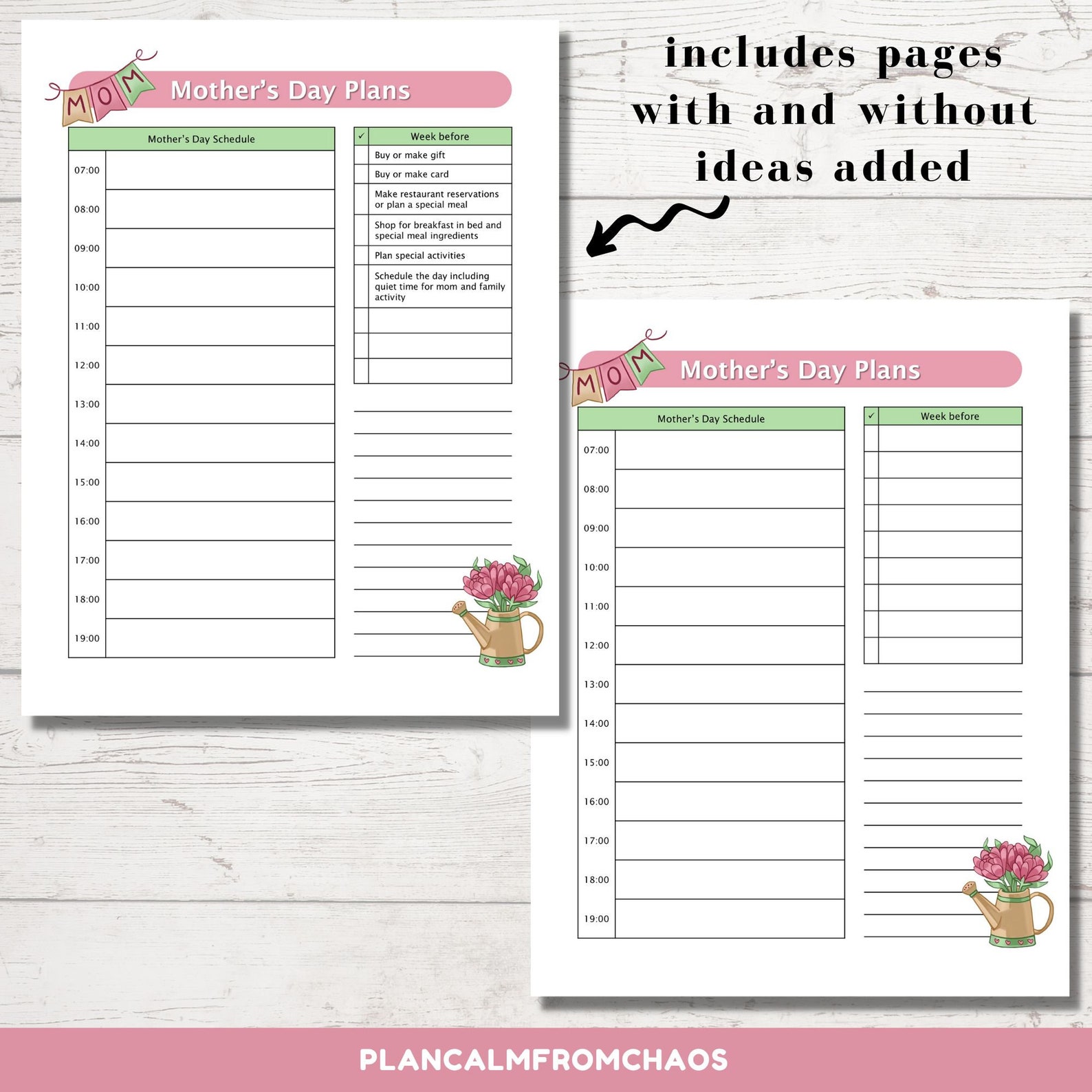Printable Mother's Day Planner Page. DIGITAL DOWNLOAD Plan a Perfect ...