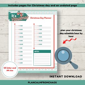 Printable Christmas Day Hourly Schedule Planner, DIGITAL DOWNLOAD ...