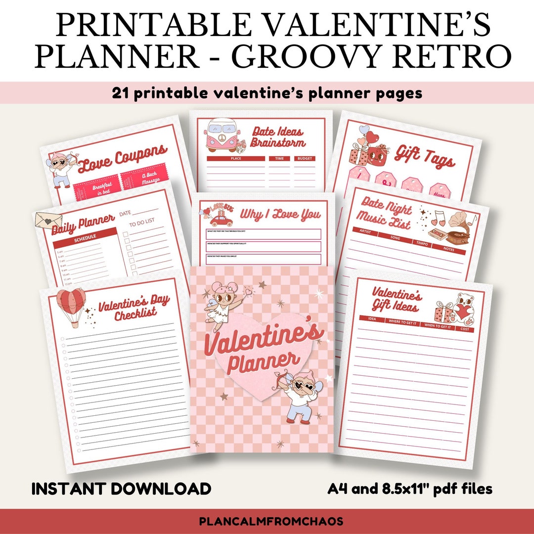 Valentines Day Planner Printable ,DIGITAL DOWNLOAD, 21 Page Printable ...
