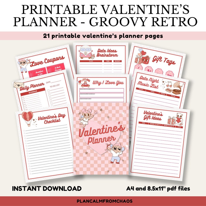 Valentines Day Planner Printable ,DIGITAL DOWNLOAD, 21 Page Printable ...