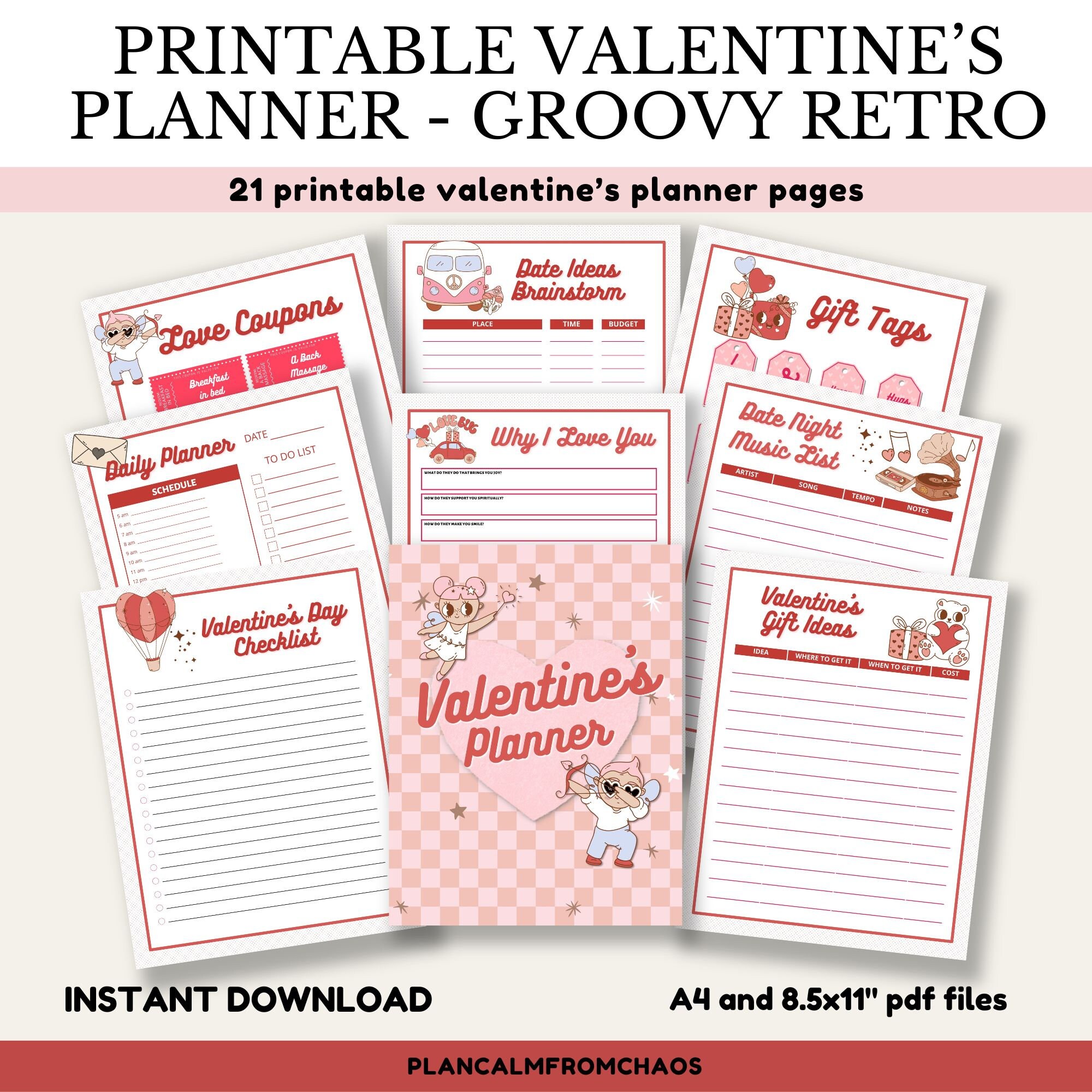 Valentines Day Planner Printable ,DIGITAL DOWNLOAD, 21 Page Printable ...