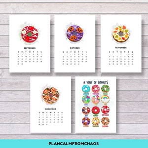 Donut Monthly 2024 Desk Calendar, Printable DIGITAL DOWNLOAD, Fun Donut ...