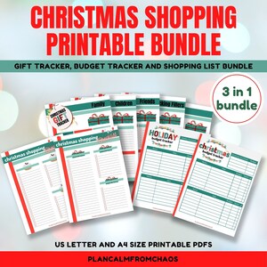 Printable Christmas Shopping Planner Bundle, DIGITAL DOWNLOAD, Gift ...