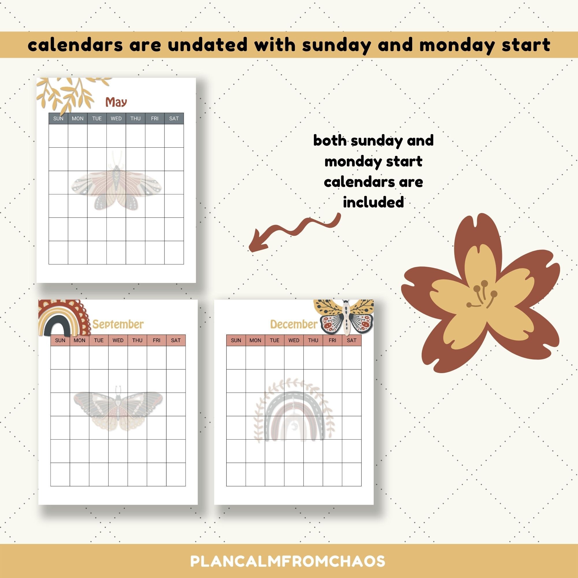 Printable Boho Undated Planner DIGITAL DOWNLOAD 42 Page Boho - Etsy UK