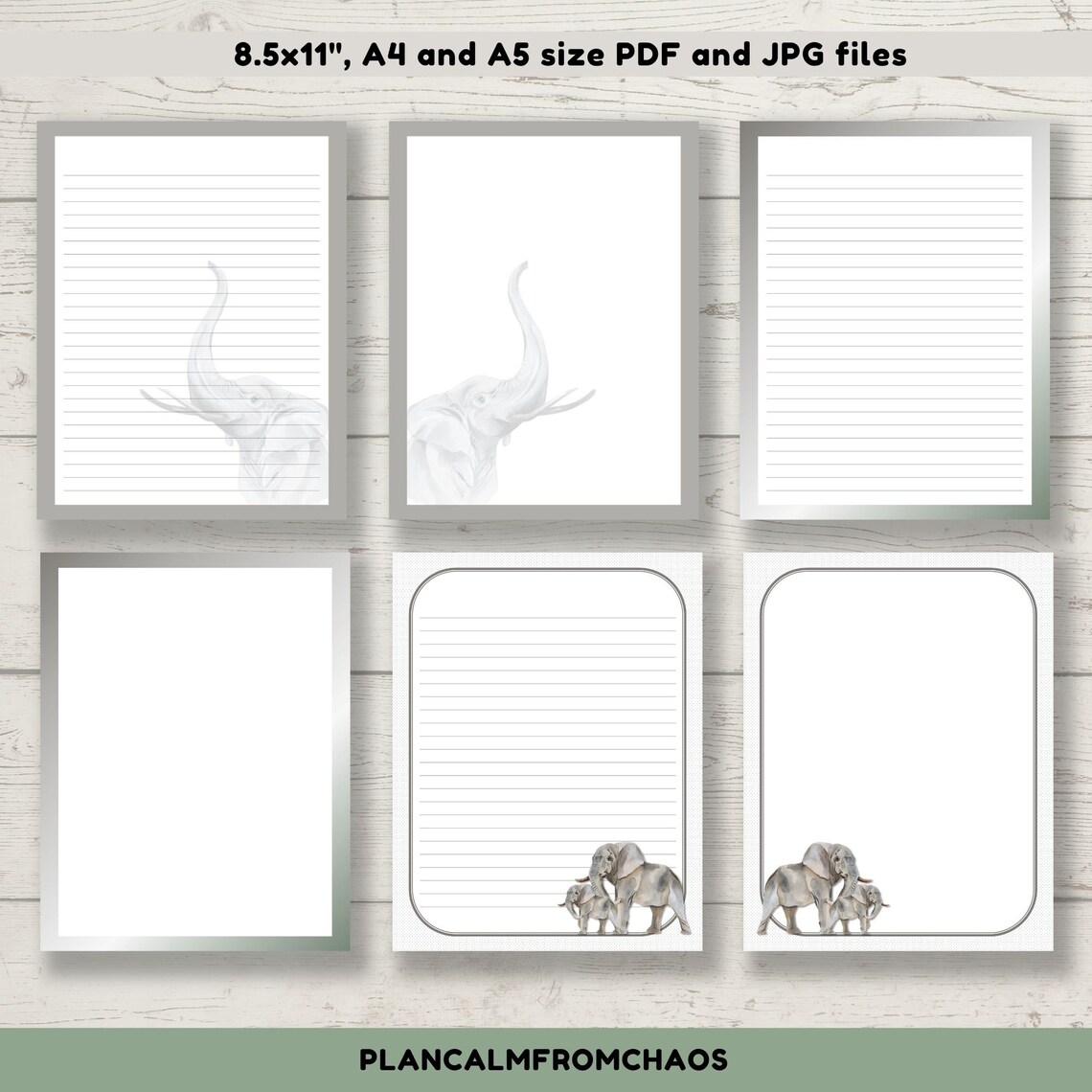 Printable Elephant Stationery, DIGITAL DOWNLOAD, Printable Writing ...
