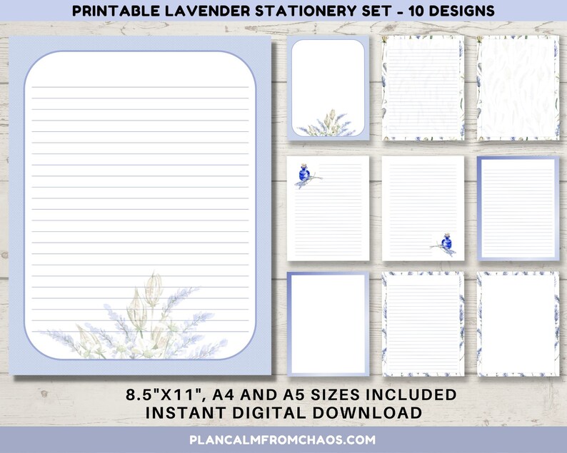 Lavender Printable Stationery DIGITAL DOWNLOAD Printable - Etsy