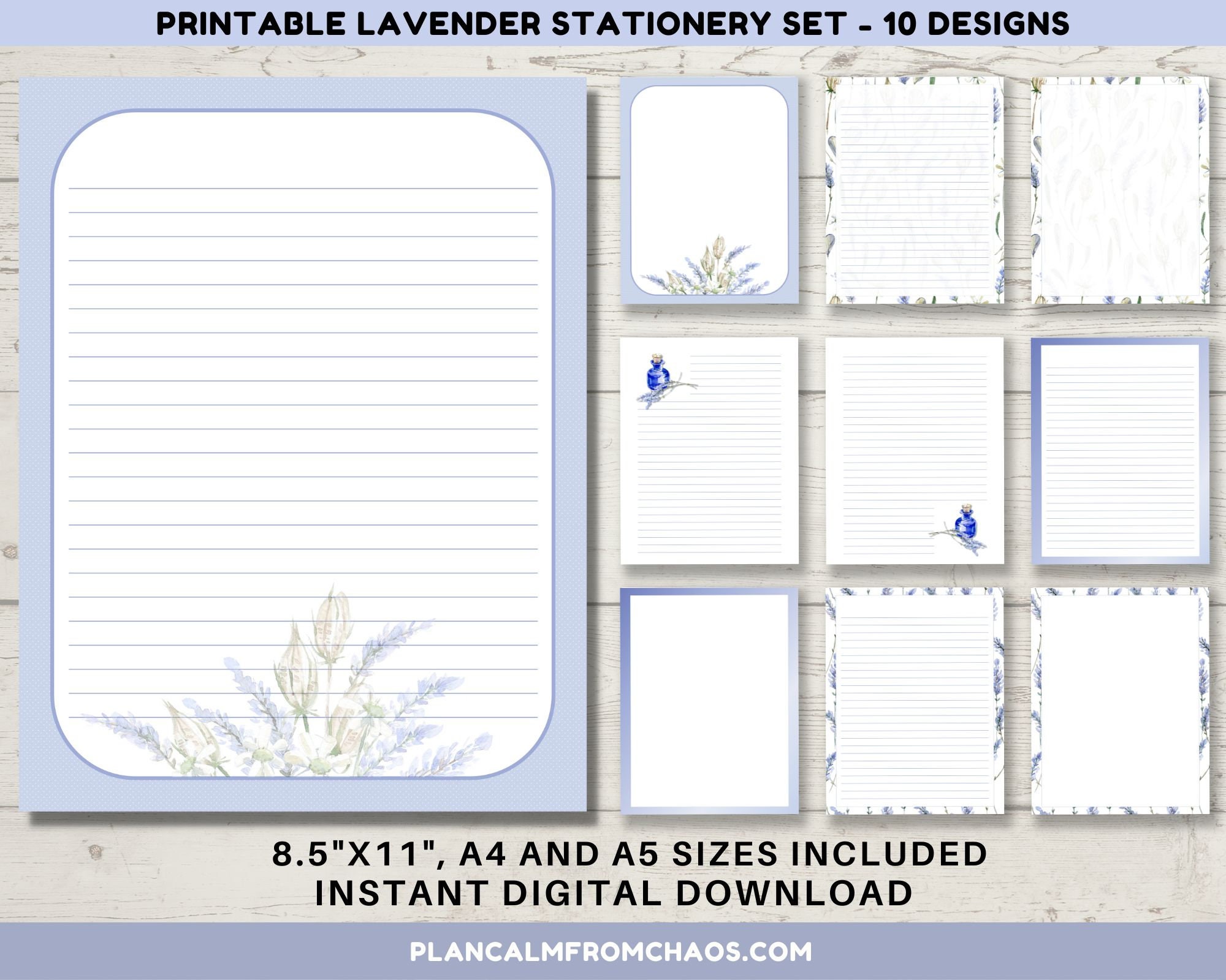 Lavender Printable Stationery DIGITAL DOWNLOAD Printable - Etsy