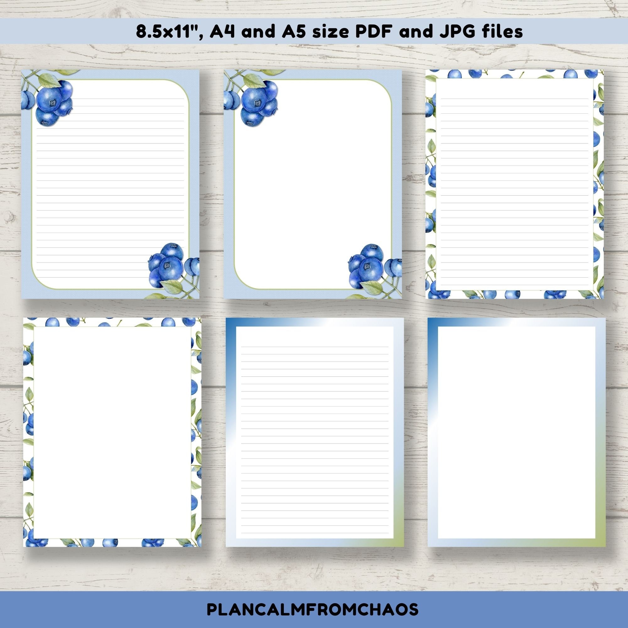 Printable Blueberry Stationery DIGITAL DOWNLOAD Printable - Etsy