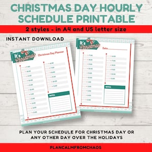 Printable Christmas Day Hourly Schedule Planner, DIGITAL DOWNLOAD ...