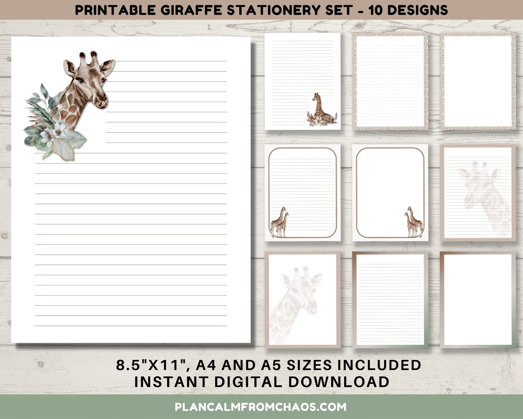 Printable Giraffe Stationery DIGITAL DOWNLOAD Printable - Etsy