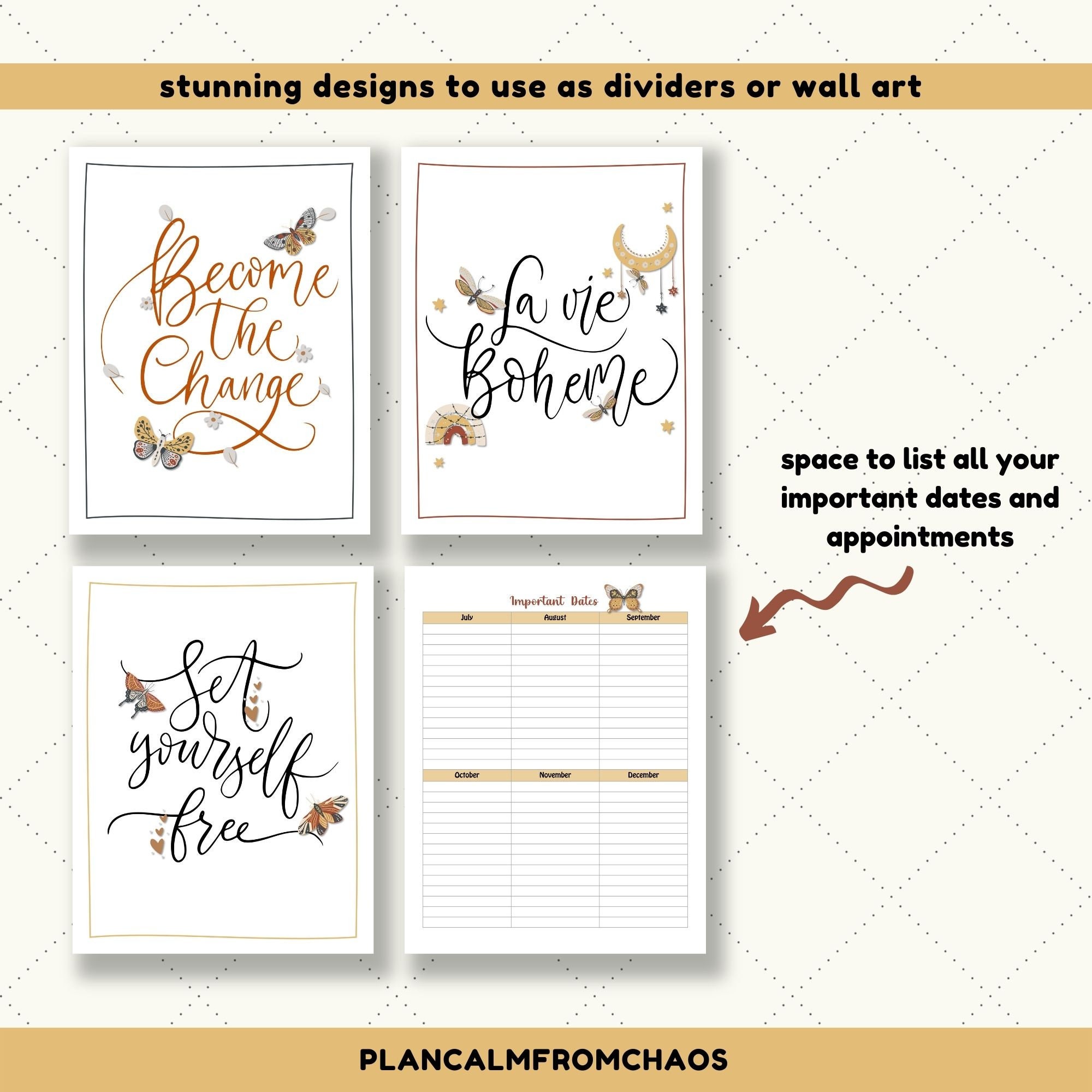 Printable Boho Undated Planner DIGITAL DOWNLOAD 42 Page Boho - Etsy UK