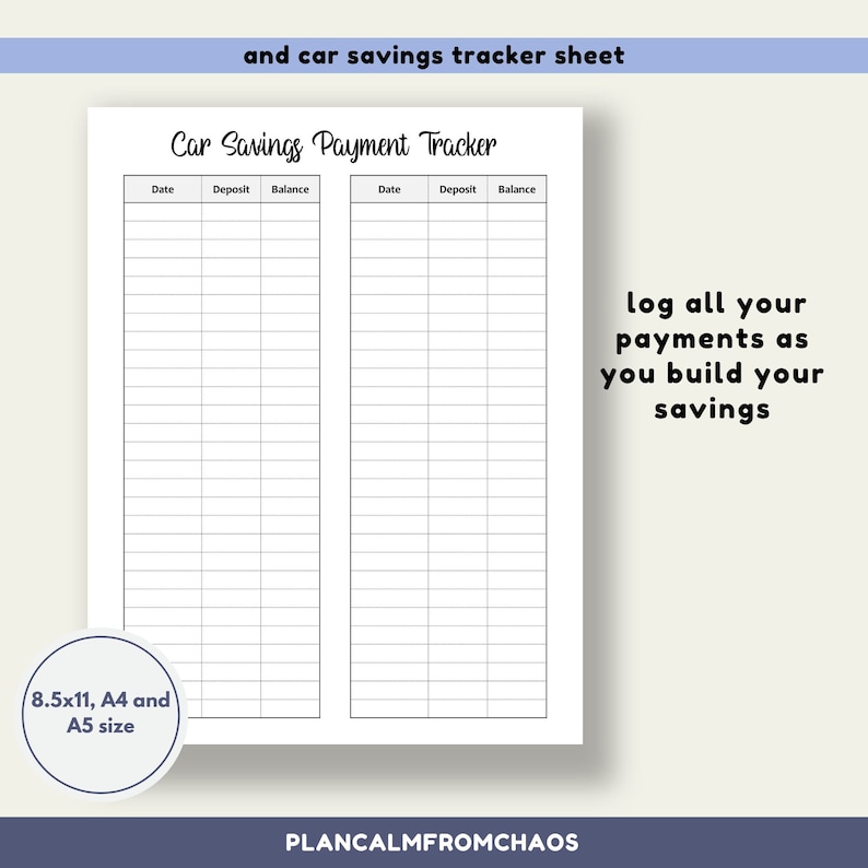 Printable New Car Savings Trackers. DIGITAL DOWNLOAD. Car Fund Trackers ...