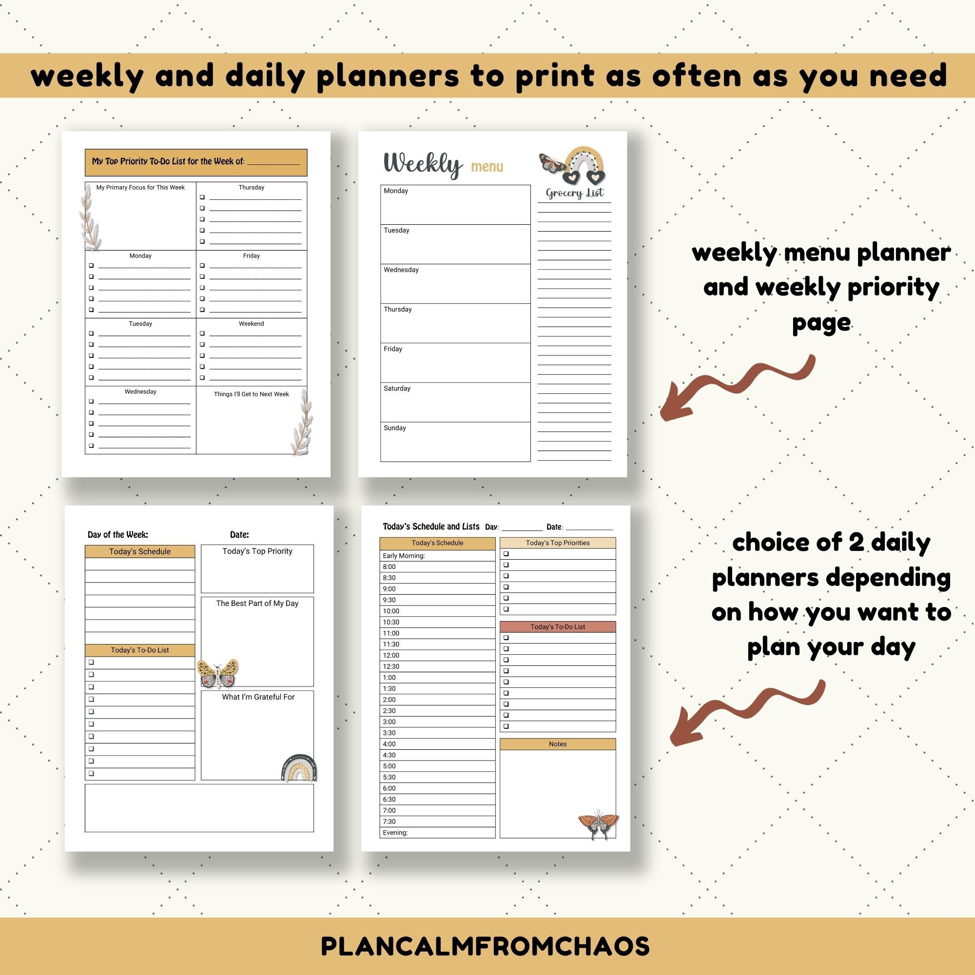 Printable Boho Undated Planner DIGITAL DOWNLOAD 42 Page Boho - Etsy UK