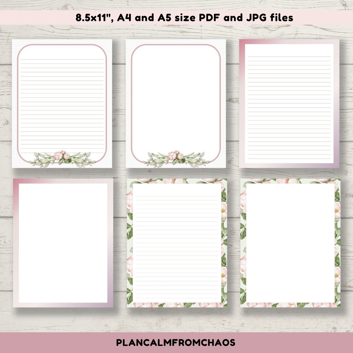 Printable English Garden Floral Stationery DIGITAL DOWNLOAD - Etsy