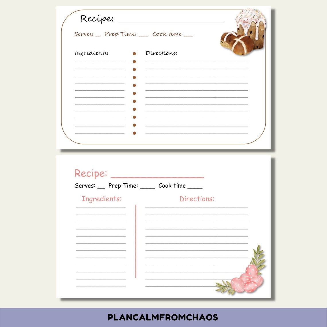 Printable Easter Recipe Cards DIGITAL DOWNLOAD | Etsy