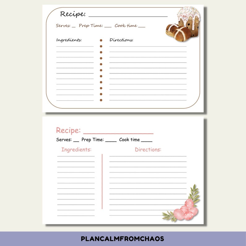 Printable Easter Recipe Cards DIGITAL DOWNLOAD - Etsy
