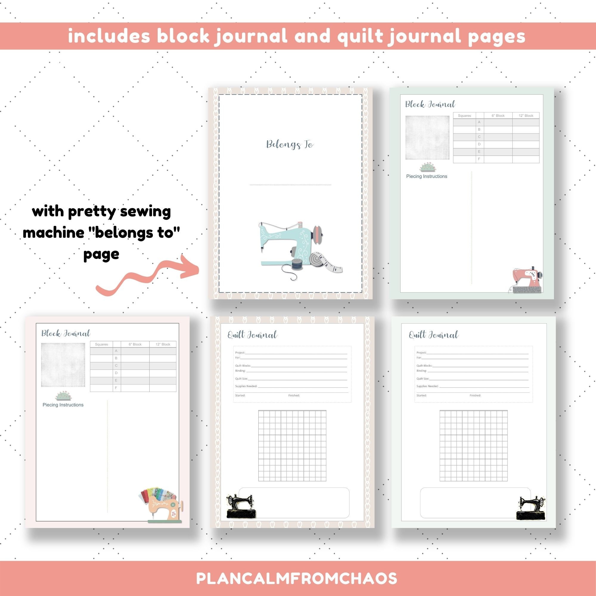 Printable Quilt Planner. DIGITAL DOWNLOAD. Use these printable | Etsy