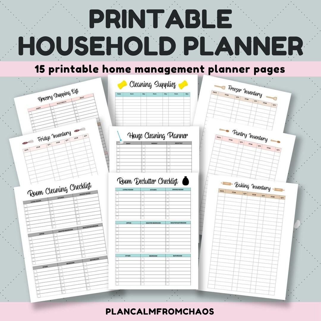 Printable Home Management Bundle DIGITAL DOWNLOAD. 15 Page - Etsy
