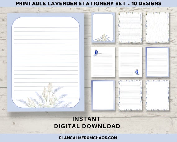 Lavender Printable Stationery DIGITAL DOWNLOAD Printable | Etsy